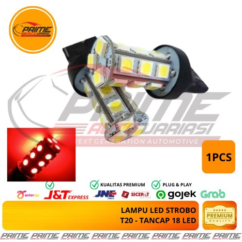 Jual LED REM T20 4 KAKI BLITZ 18 LED Merah Strobo Kedip Lampu Bohlam ...