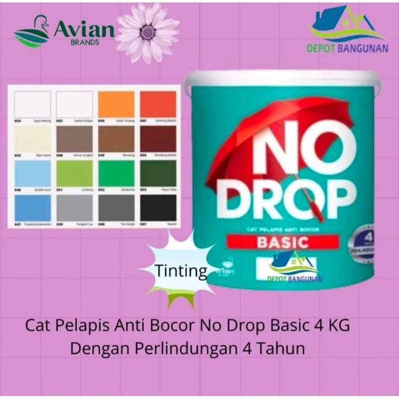 Jual Cat Tembok No Drop Basic Luar Pelapis Anti Bocor Waterproofing 4 KG | Shopee Indonesia