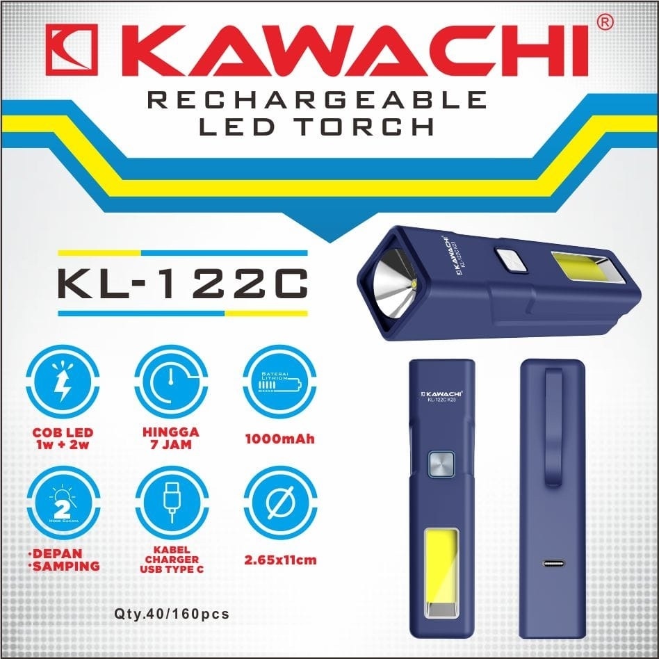 Jual Kawachi Senter Tangan Mini 2 in 1 1W+2W COB LED Taham 7 Jam mudah ...