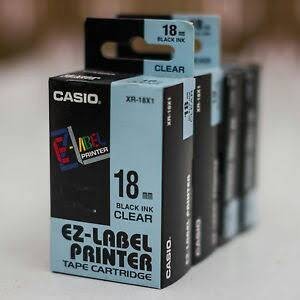 Jual PITA LABEL CASIO TAPE LABEL BLACK INK CLEAR 18 MM ( PCS ) SALE ...