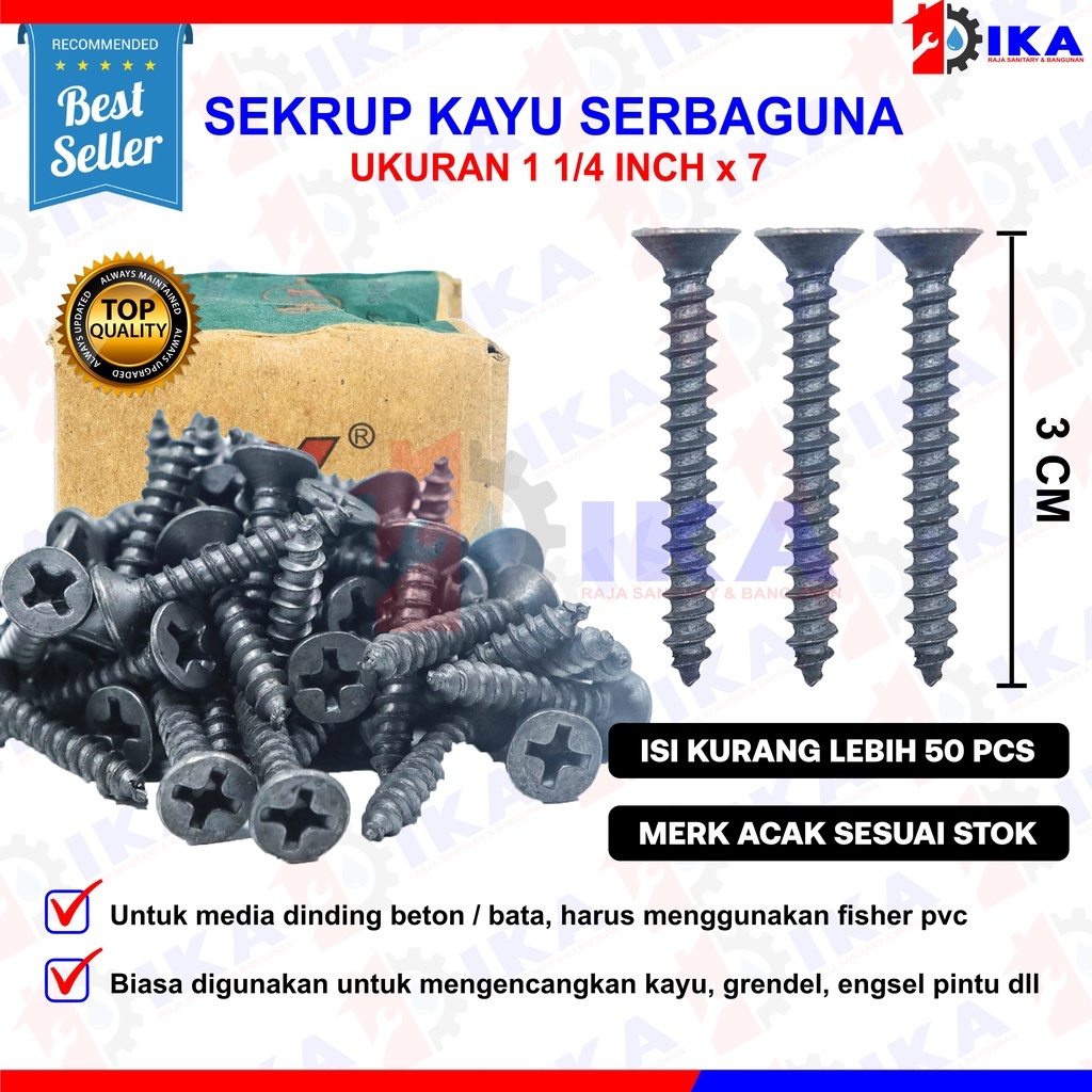 Jual SKRUP KAYU 11/4" X 7 (+) PLUS PANJANG 3CM / (HARGA 1 KOTAK - TIDAK ...