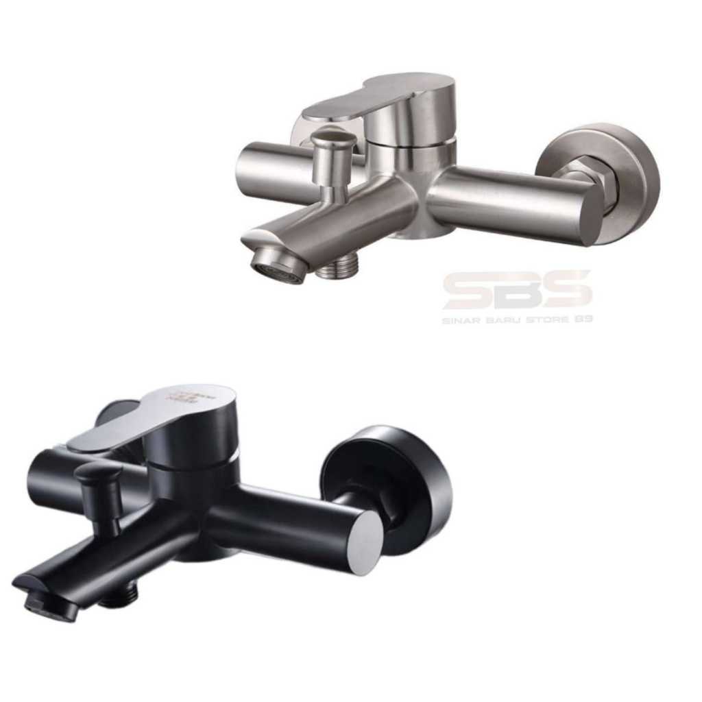 Jual Keran Bathub Kran Mixer Shower Kamar Mandi Hitam Dan Silver ...