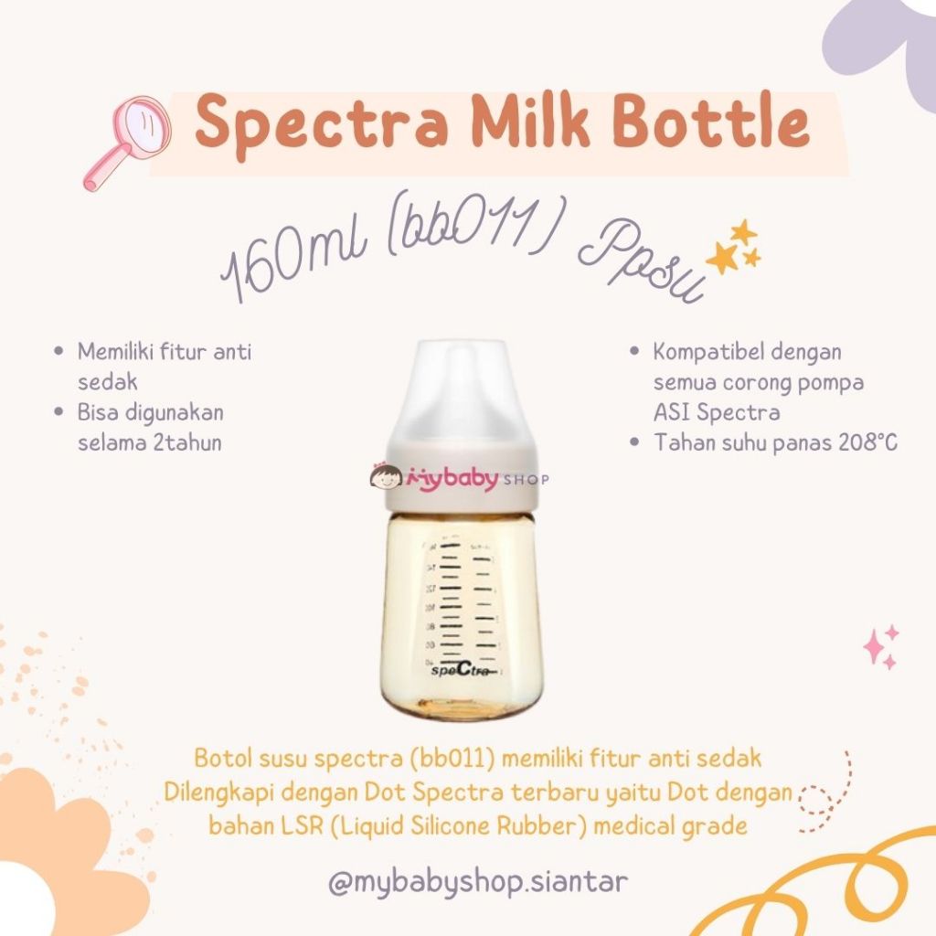 Jual Spectra Botol Susu PPSU Wide Neck Bottle 160ml/ botol susu bayi | Shopee Indonesia