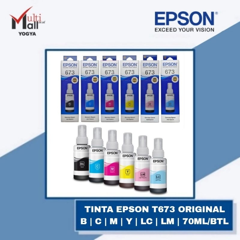 Jual Epson Tinta 673 Original T673 B C M Y LC LM for Printer L805 L1800 ...