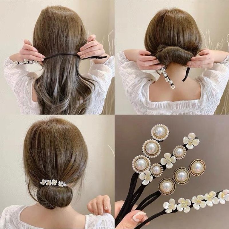 Jual donat rambut korea hiasan sanggul modern wanita cantik mutiara ...
