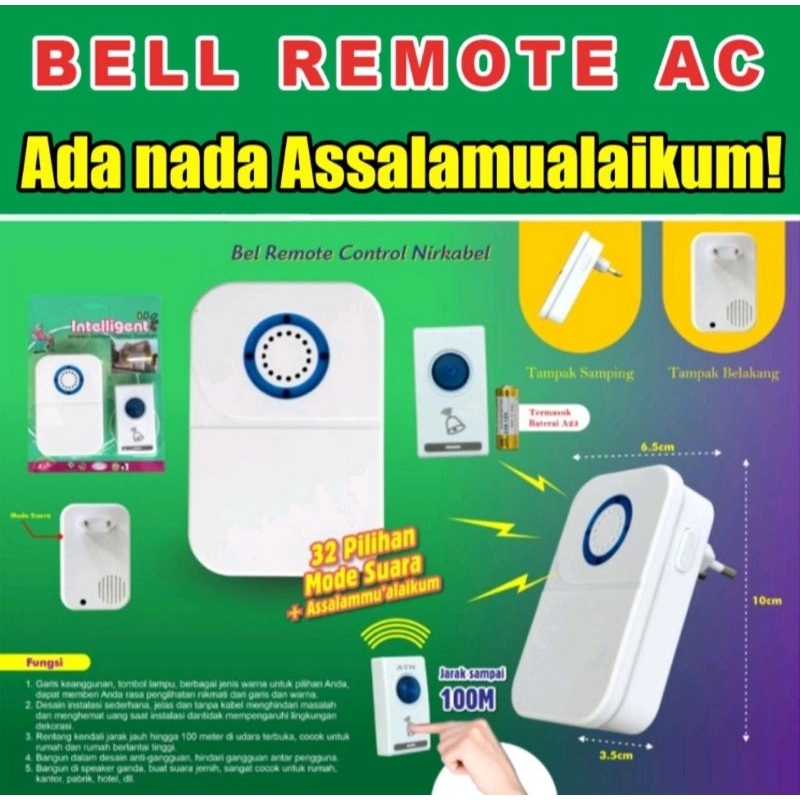 Jual BELL PINTU WIRELESS DOOR TANPA KABEL AC/DC, SUARA BELL SPEAKER ...