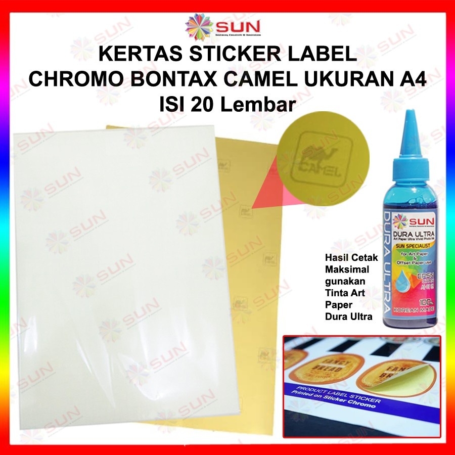 Jual Kertas Sticker CHROMO BONTAX A4, F4 / STICKER HVS CAMEL A4 ...