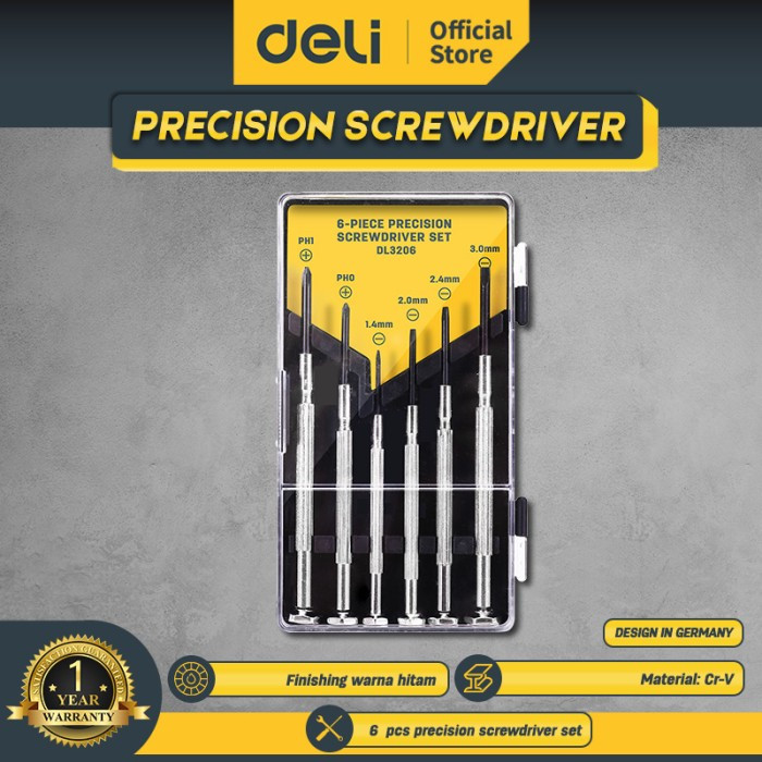 Jual Deli Precision Screwdriver / Obeng Presisi 6 pcs/Set Perkakas ...