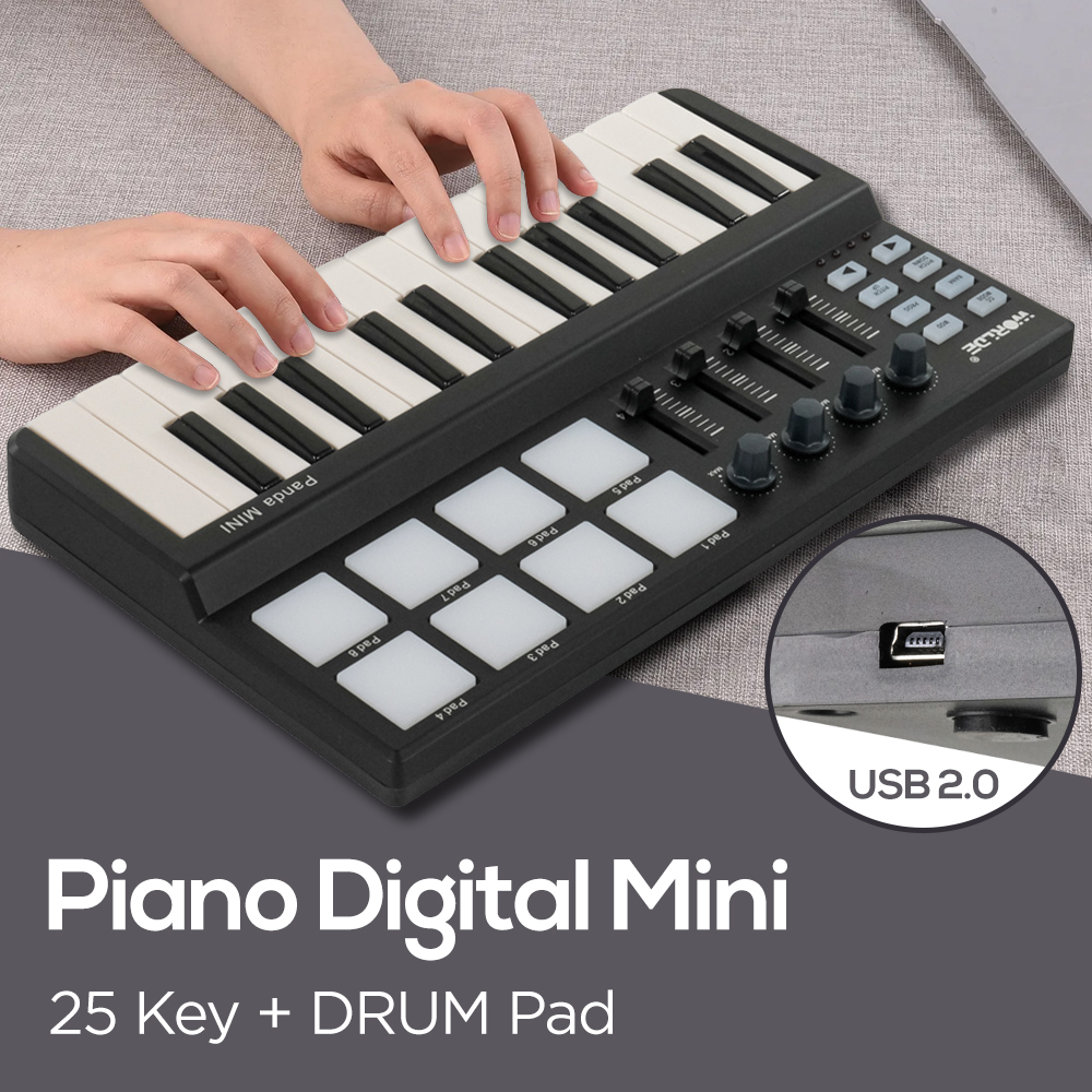 Jual Midi Controller Panda Mini Piano Digital 25 Key + DRUM Pad ...