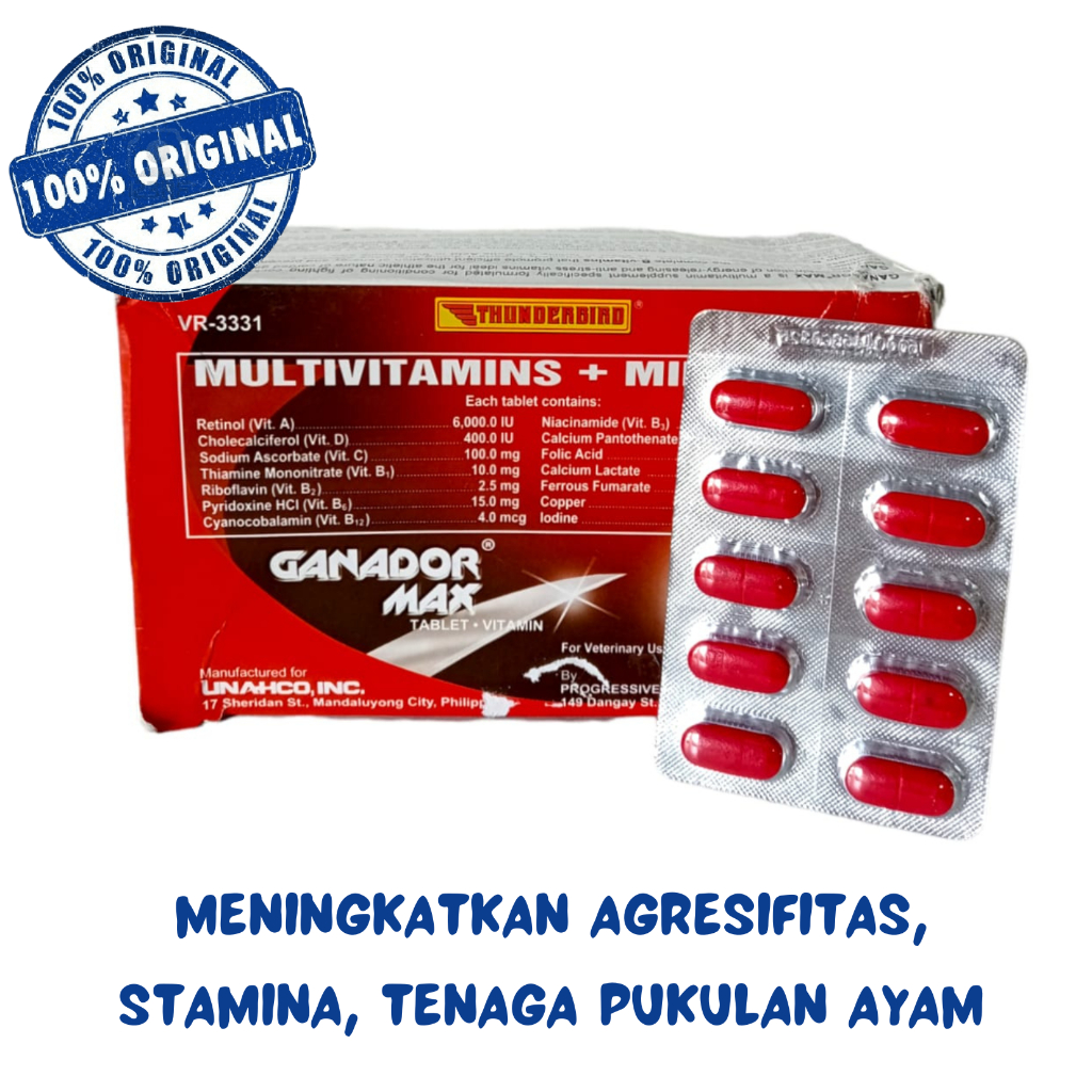 Jual GANADOR MAX MERAH (1 STRIP) - Doping vitamin ayam multivitamins ...