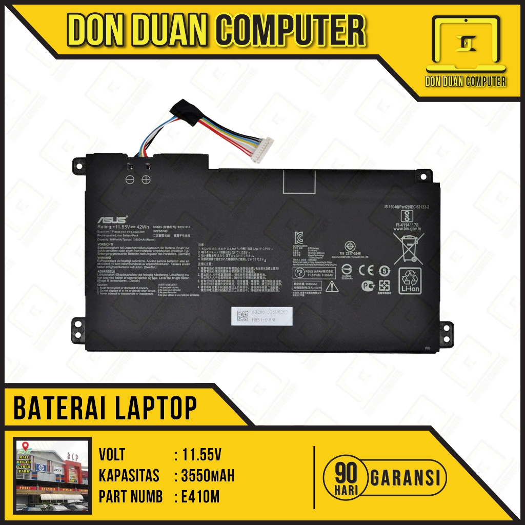 Jual Baterai Laptop Asus VivoBook 14 E410, E410M, E410MA, E410KA, E510MA (C31N1912) | Shopee ...