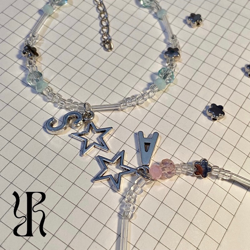 Jual Initial Bracelets | Gelang Manik Inisial | Star charm Initial ...