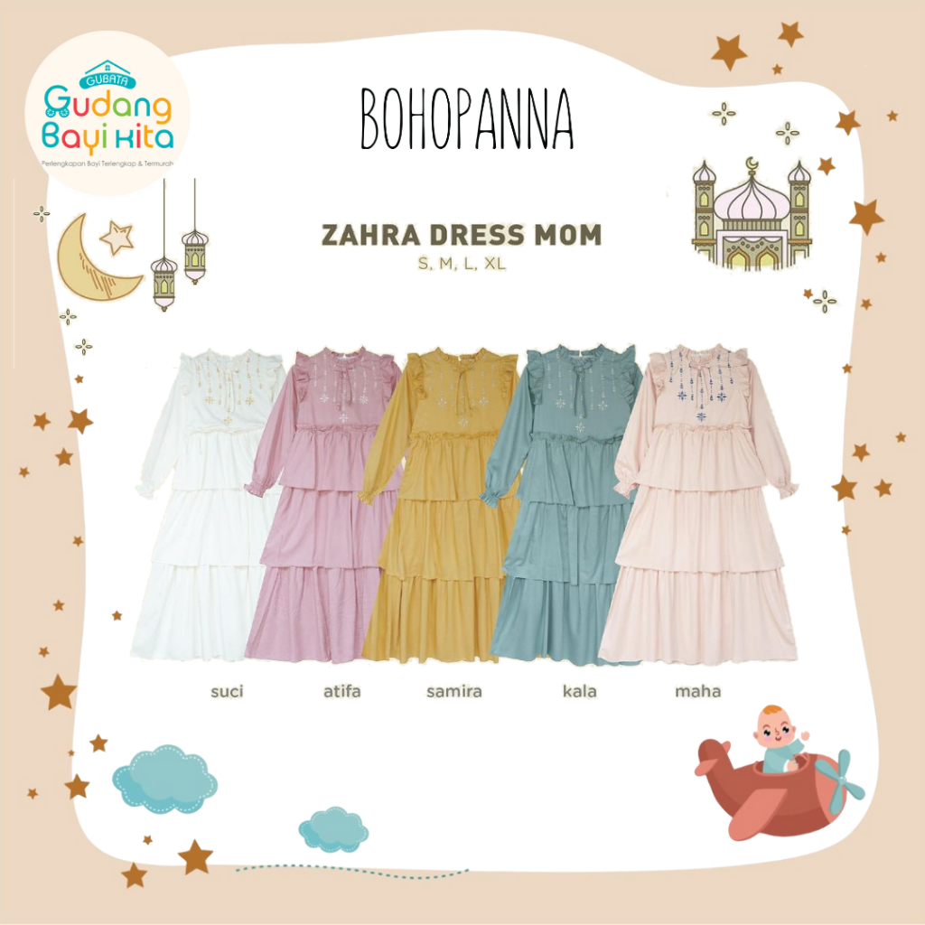 Jual BOHOPANNA ZAHRA DRESS MOM - Gamis Dewasa - Gamis Lebaran 2024 | Shopee Indonesia