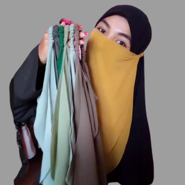 Jual Cadar Niqob Nikab Niqab Purdah Tali Karet Dua Layer Karet Tanpa Jahitan di Bawah Mata Bahan ...