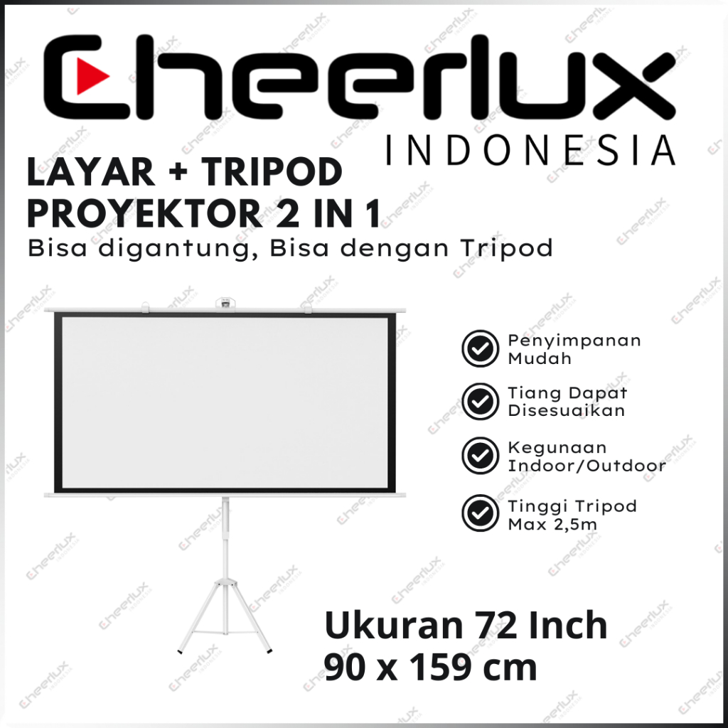 Jual Layar Projector | Screen Tripod Projector 72 Inch 16:9 dan 4:3 ...
