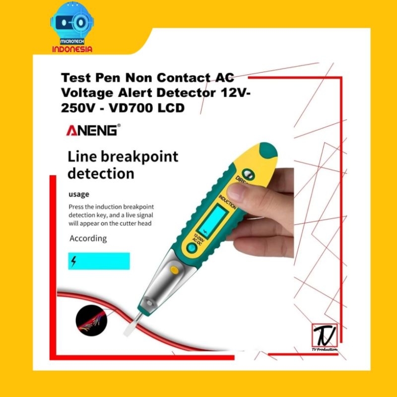 Jual Test Pen LCD Non Contact AC Voltage Tespen 12V-250V - VD700 Alat ...