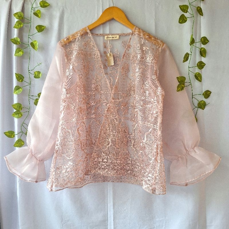 Jual ~Yara Outer Brokat mix Organza Premium | Outer Kondangan | Outer ...