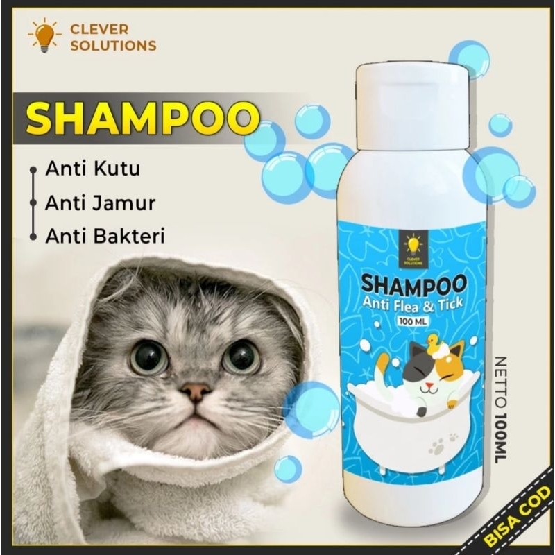 Jual Shampo Kucing Anti Kutu Anti Jamur Anti Scabies Anti Tick & Flea 100ml Clever Solutions ...