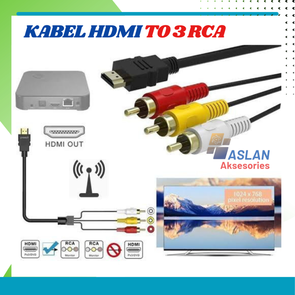 Jual Kabel Adapter Converter HDMI Male to 3 RCA AV Component Panjang 1.5M | Shopee Indonesia