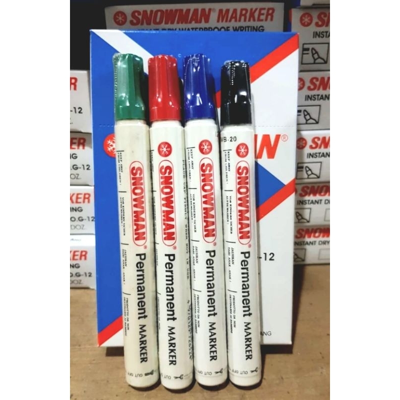 Jual Spidol Permanent Marker Snowman TIDAK BISA HAPUS G12 HITAM HIJAU ...