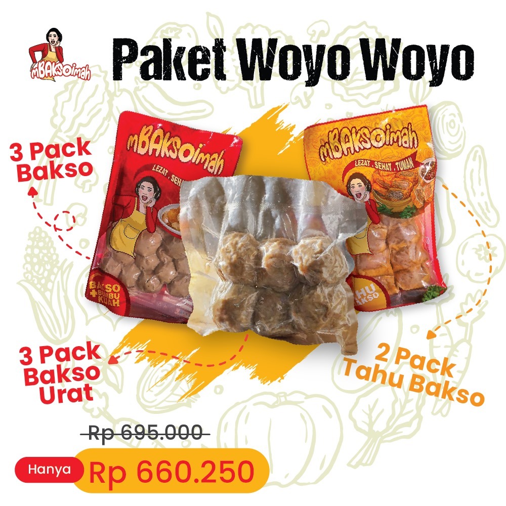 Jual mBAKSOimah Paket Woyo Woyo (2 pack tahu bakso, 3 pack bakso halus ...