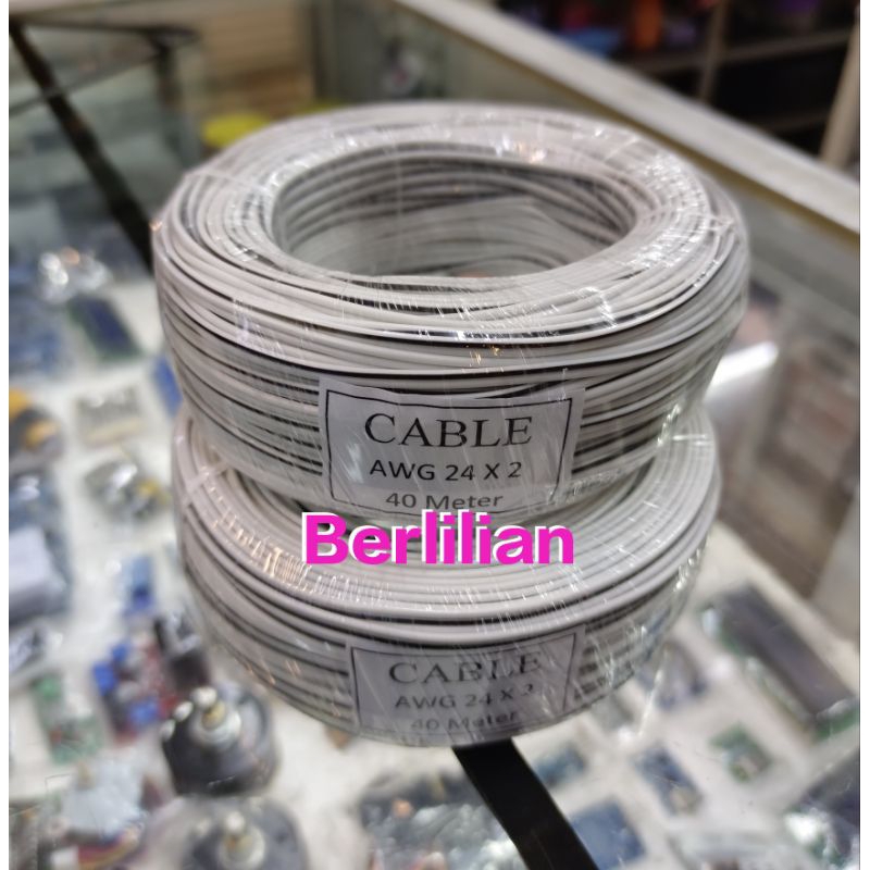 Jual Kabel Awg 2x24 1rol panjang 40meter serabut tembaga putih | Shopee Indonesia