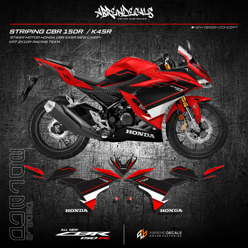 Jual Striping CBR 150R New K45R Livery KRT ZX10R RAcing / Stiker Motor Honda CBr 150 New Design ...