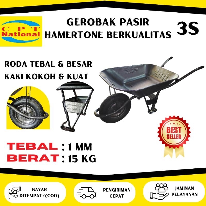 Jual Gerobak Sorong Pasir Hitam 3S/ Troli Dorong Cor Semen/ Gerobak ...
