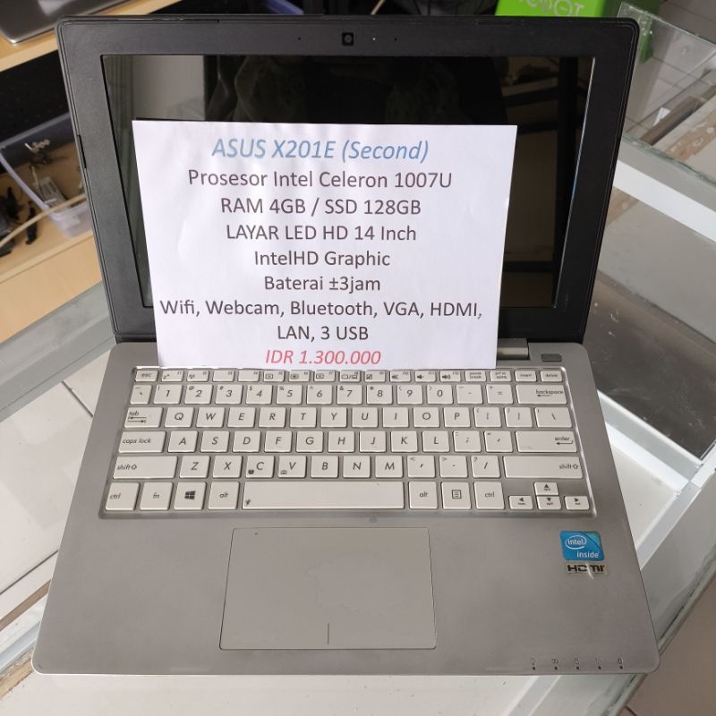Jual Second LAPTOP ASUS X201E Intel Celeron 1007u Ram 4GB Ssd 128Gb 11 ...
