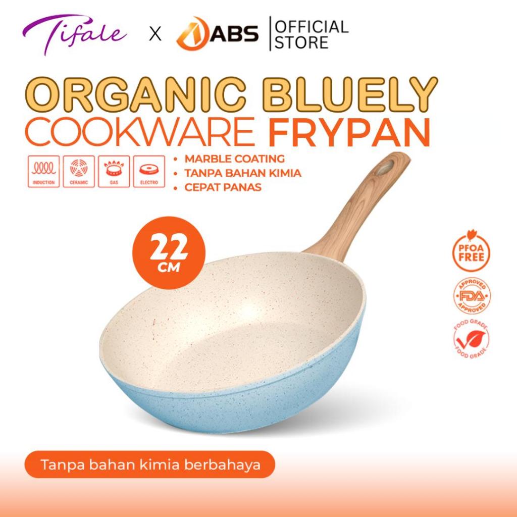 Jual Tifale by ABS [COD] Organic Bluely Cookware Fry Pan 22cm Marble Coated Anti lengket Handle ...