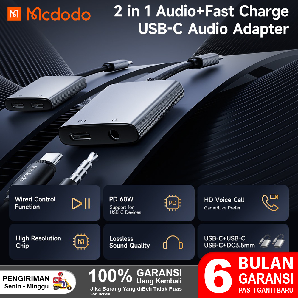 Jual MCDODO Splitter Type C to Audio Jack 2in1 For iPhone 17 17 Air 16 ...