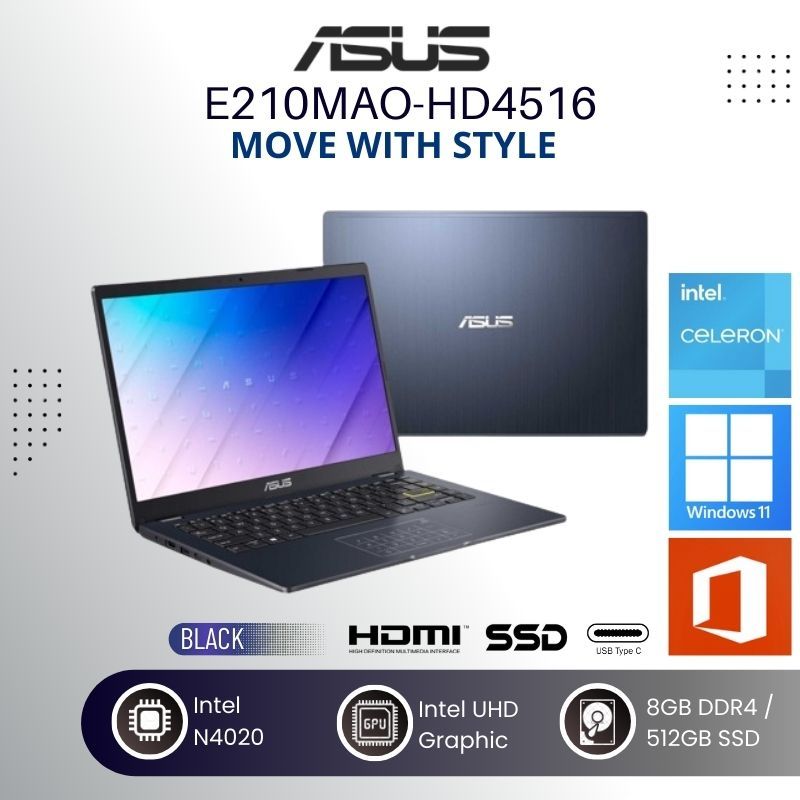Jual ASUS Vivobook E210MAO-HD4516 - INTEL N4020 - 8GB - 512GB SSD - 11 ...
