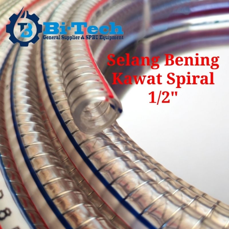 Jual HARGA PER METER!!! Selang Bening Kawat Spiral 1/2" Spring Hose 1/2 ...