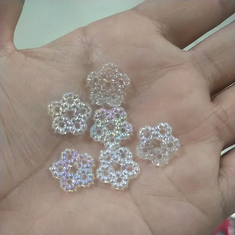 Jual Manik 1,2cm bunga bolong putih ab bening isi 1 pon | Shopee Indonesia