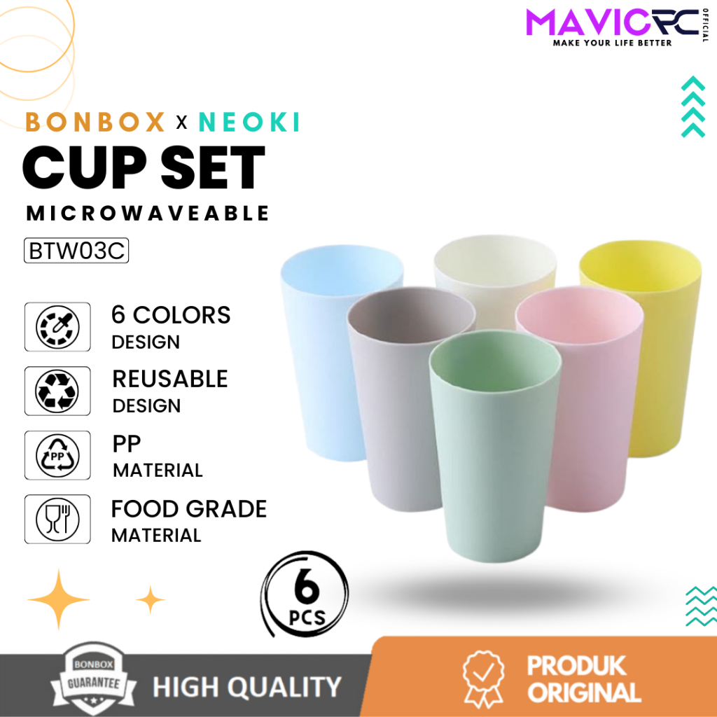 Jual NEOKI x BONBOX BTW03C Gelas Plastik Set tinggi 11.5cm BPA Free Cup ...