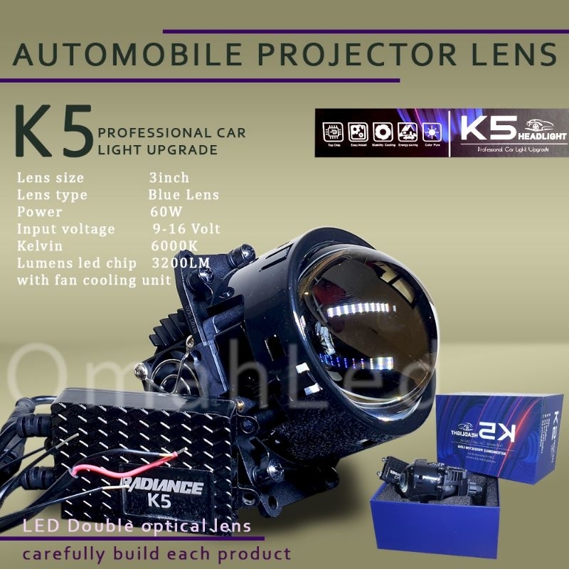 Jual PROJIE BILED K5 SERI V3 PRO 3 INCH DAYA 55/65 WATT BLUE LENS NYALA ...