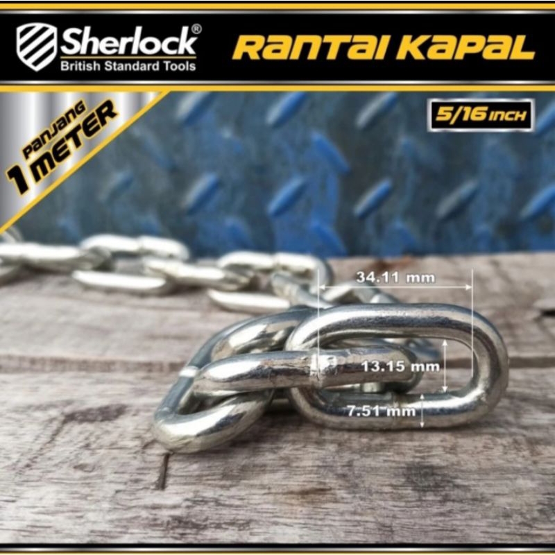 Jual Rantai Besi Kapal Galvanis 8mm ( 5/16 Inch ) Panjang 1 Meter ...