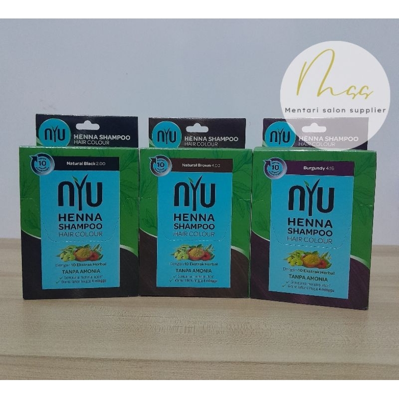 Jual NYU CAT RAMBUT HENNA SHAMPOO (1 BOX ISI 4PCS) | Shopee Indonesia