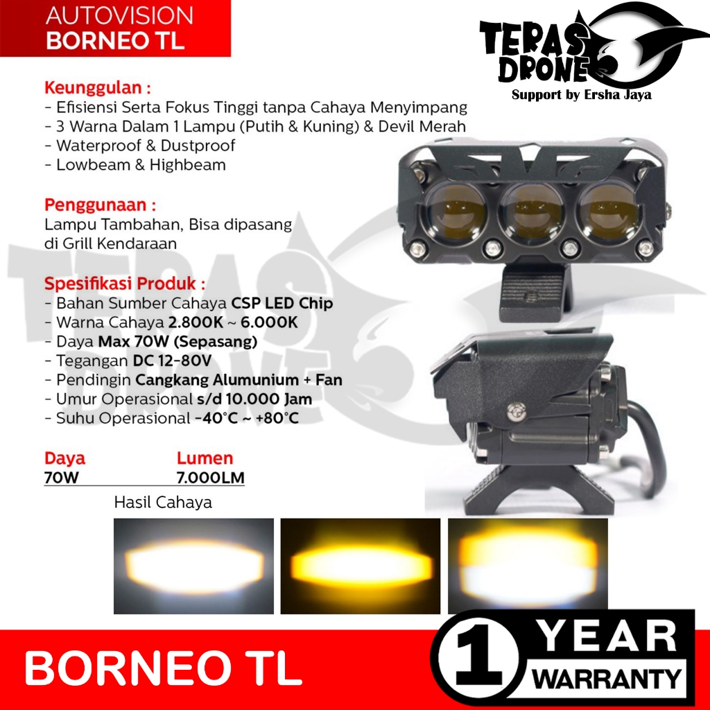 Jual Mini Biled Projector Autovision 3 Lensa 2 Warna - 70 Watt - Borneo ...