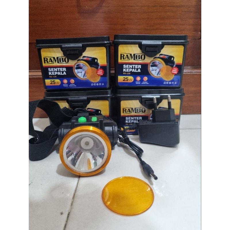 Jual Senter Kepala Rambo 25w , 30w, 45w free lensa kuning Headlamp ...
