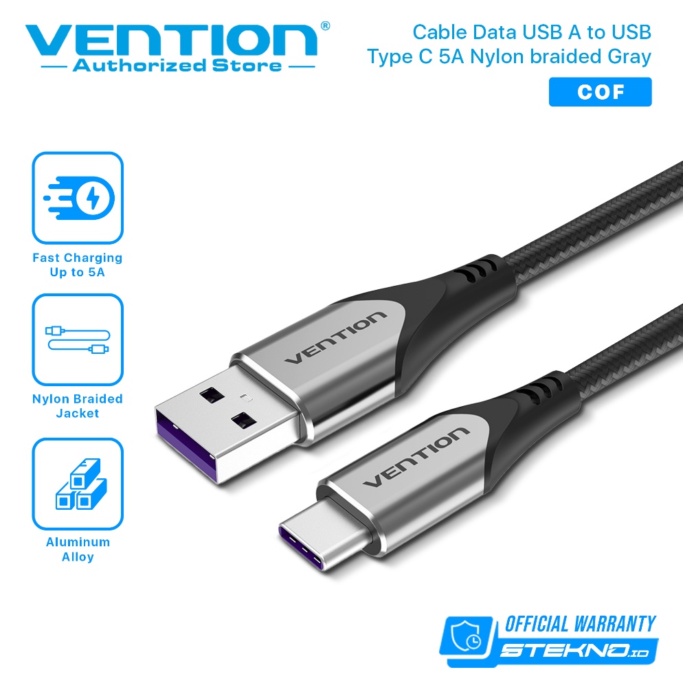 Jual 44 sale Vention Kabel Data Type C 5A Quick Charge Super Charging ...