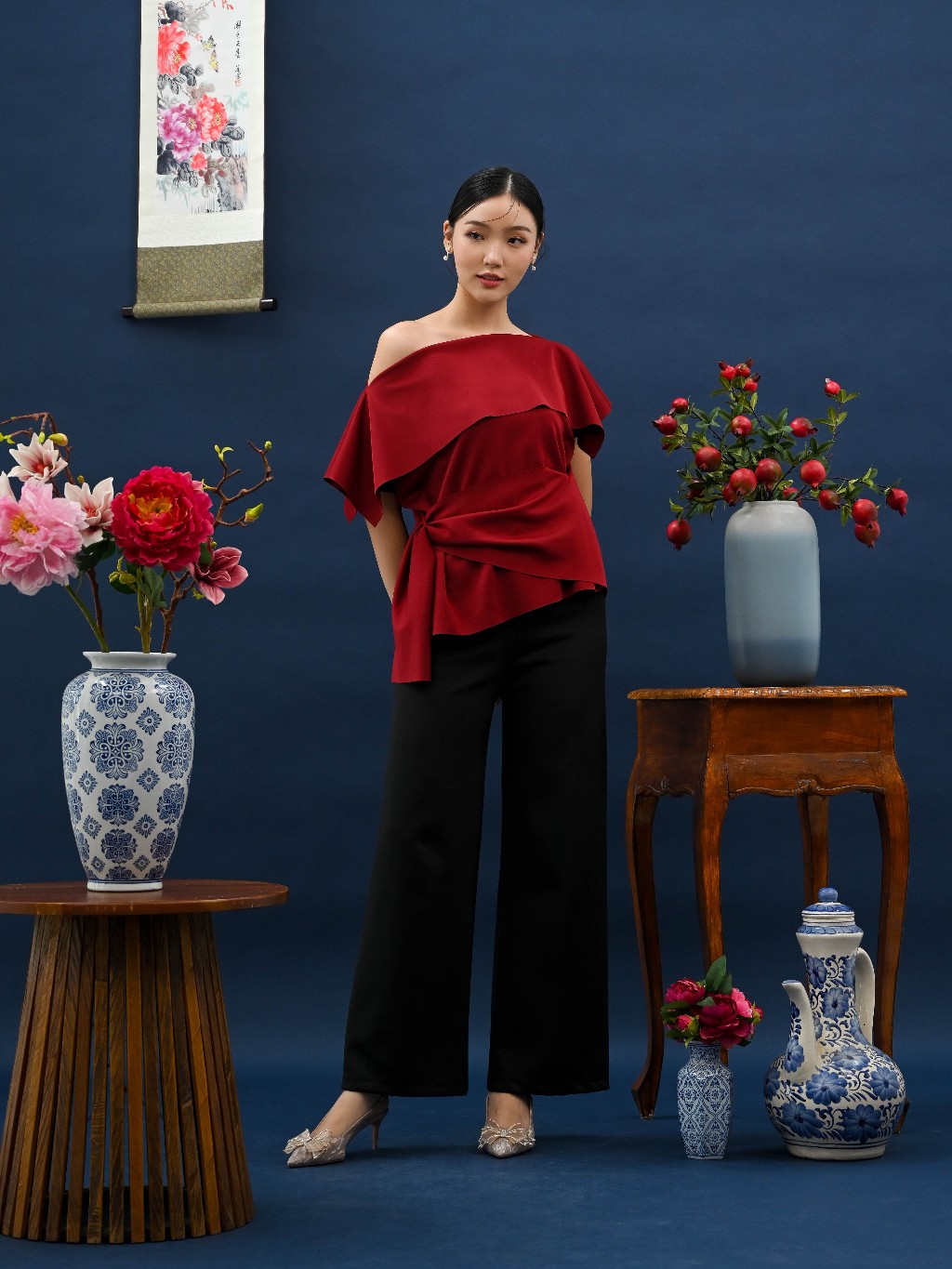 Jual Rhei Collection - Missy Maroon Atasan Wanita kekinian korean style ...