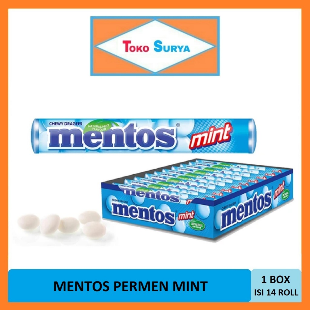 Jual Permen Mentos Roll Rasa Mint 1 Box Isi 14 Roll | Shopee Indonesia