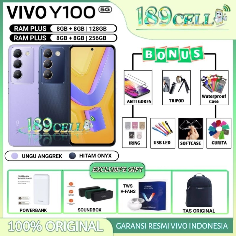Jual VIVO Y100 5G 8/256 | VIVO Y 100 5G RAM 8/128 GB GARANSI RESMI VIVO INDONESIA | Shopee Indonesia