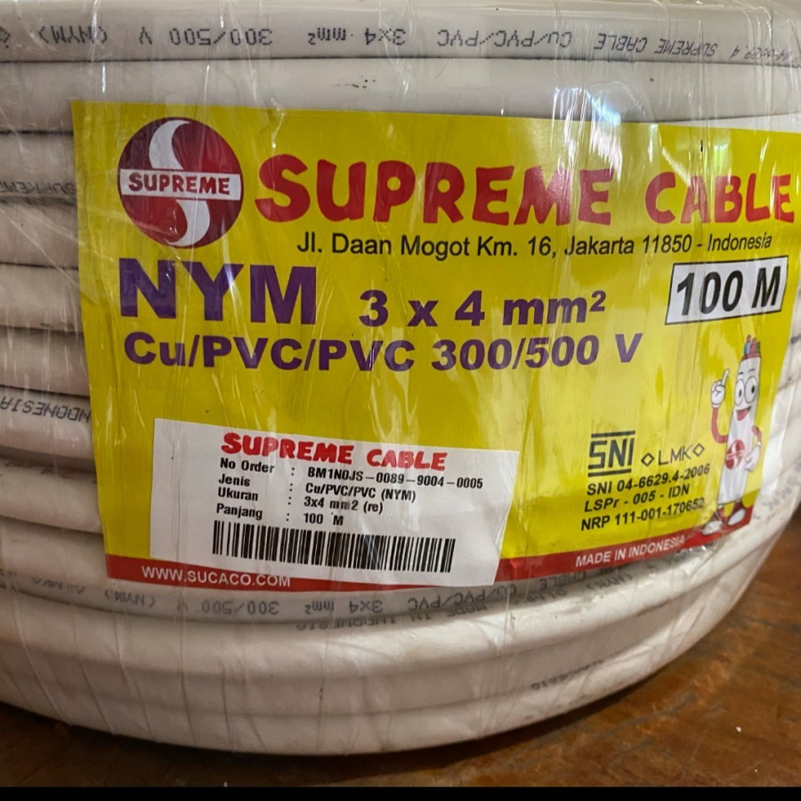 Jual Kabel listrik Tufur Genset Pln Supreme 3x4 3x4 Nym / 4 mm isi 3 ...