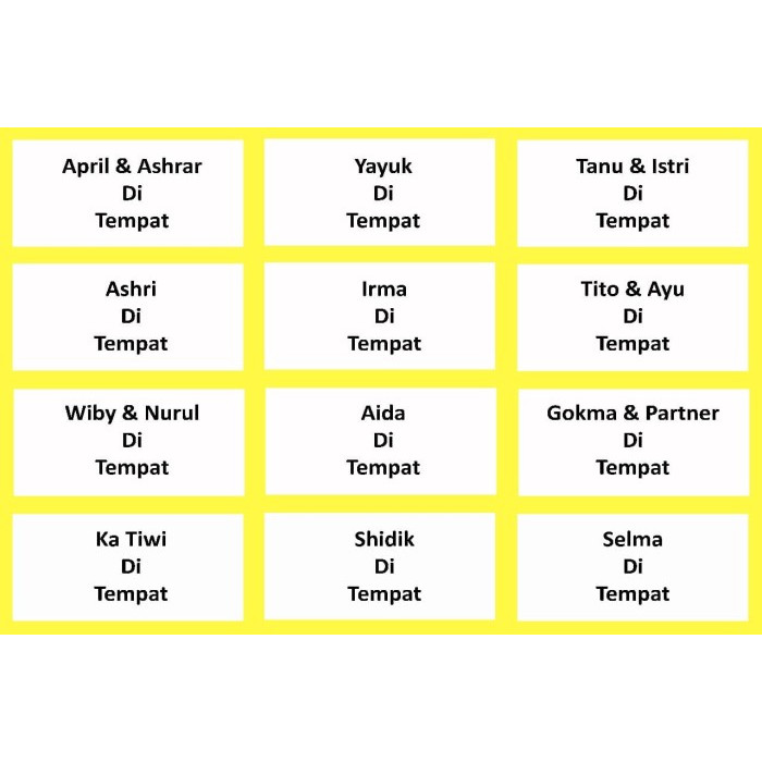 Jual cetak label nama tamu undangan pernikahan / print label 103 untuk ...