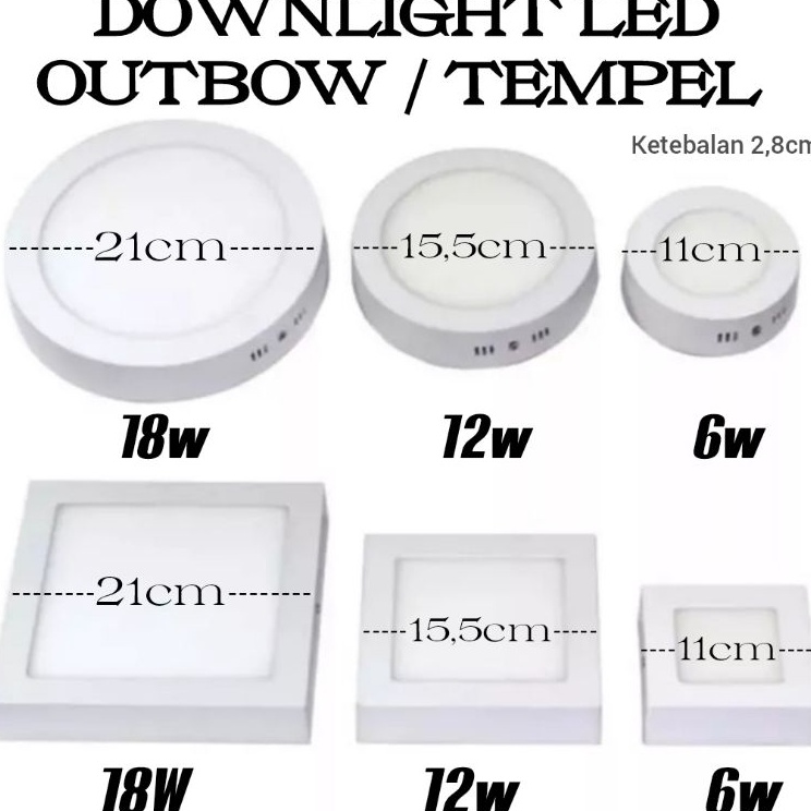 Jual Stock banyak Lampu Downlight LED Panel OB Bulat Kotak Outbow ...