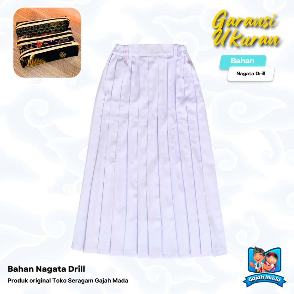 Jual Rok Panjang Rempel SD Putih Bahan Nagata Drill Pinggang Karet Perempuan Putri Cewek Seragam ...
