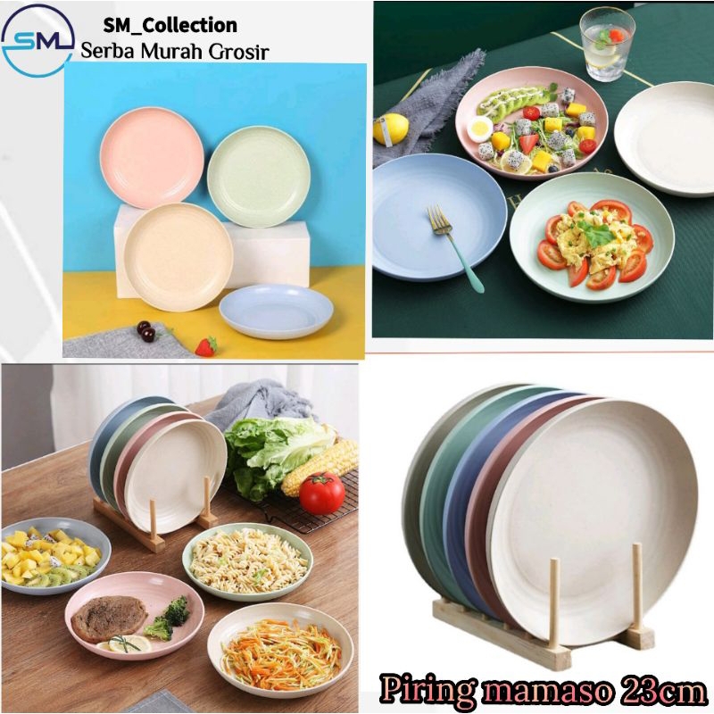 Jual piring makan/piring saji/piring kue/piring plastik jerami/piring ...