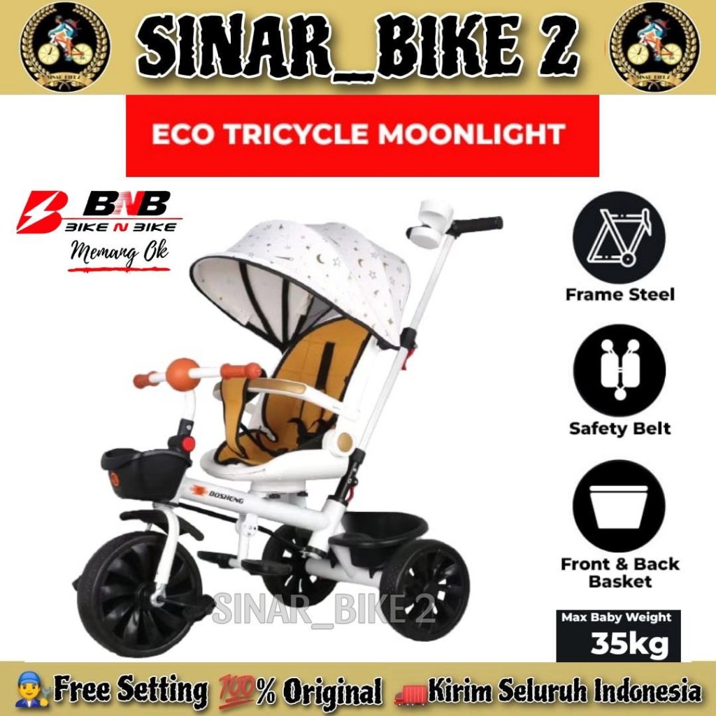 Jual Stroller Eco Tricycle Moonlight / Stroller Sepeda Roda Tiga Max 35 ...
